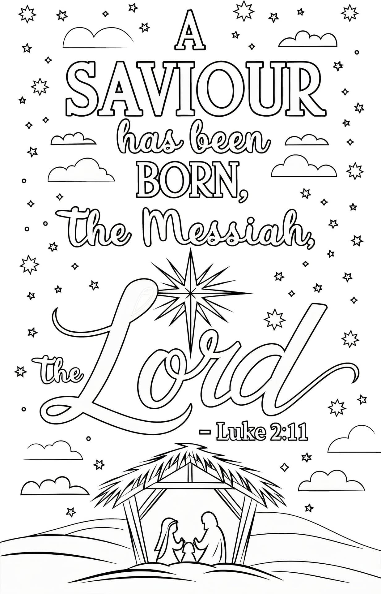 Christmas Nativity Story - Free Colouring Pages