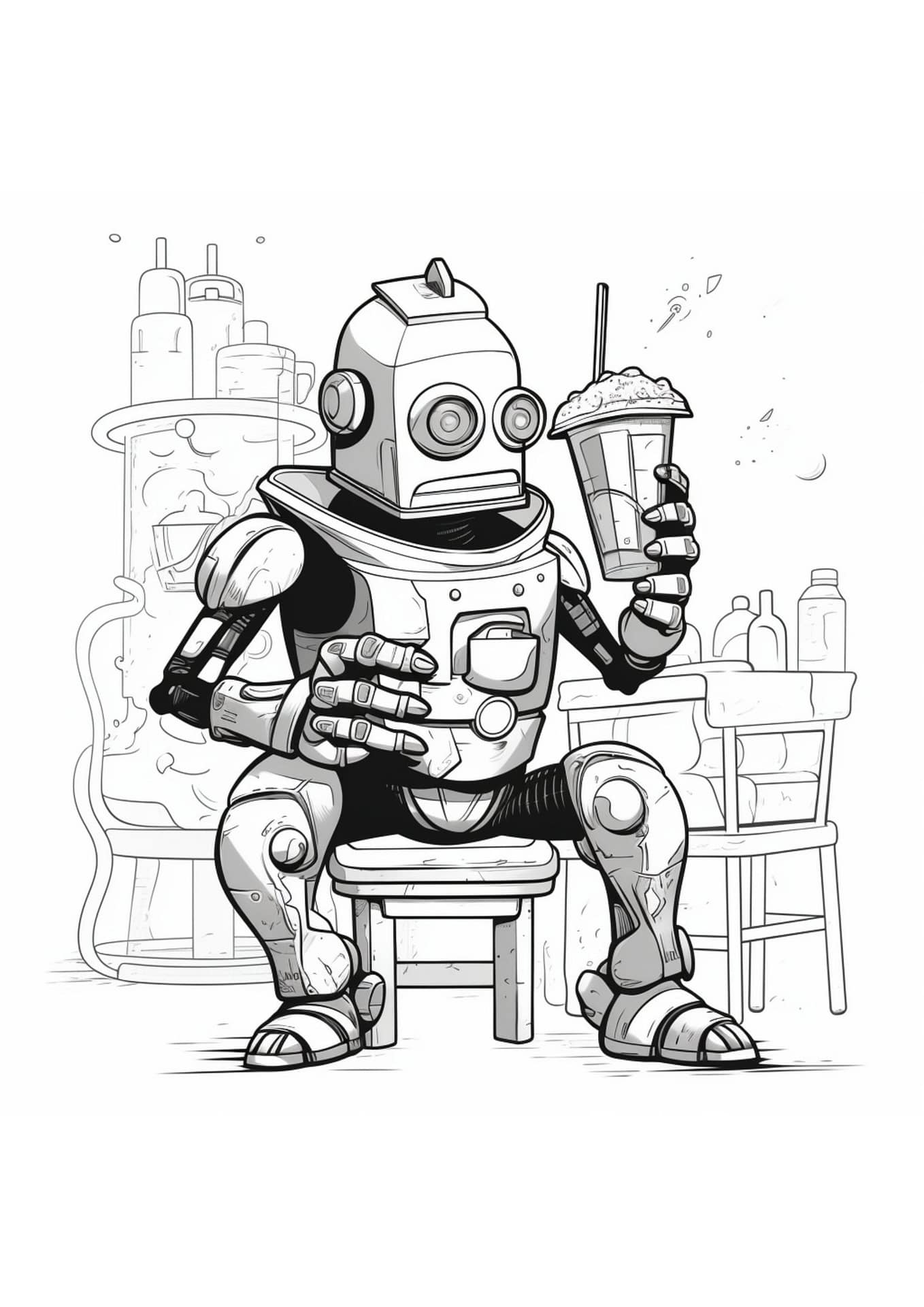 Robots - Free Colouring Pages