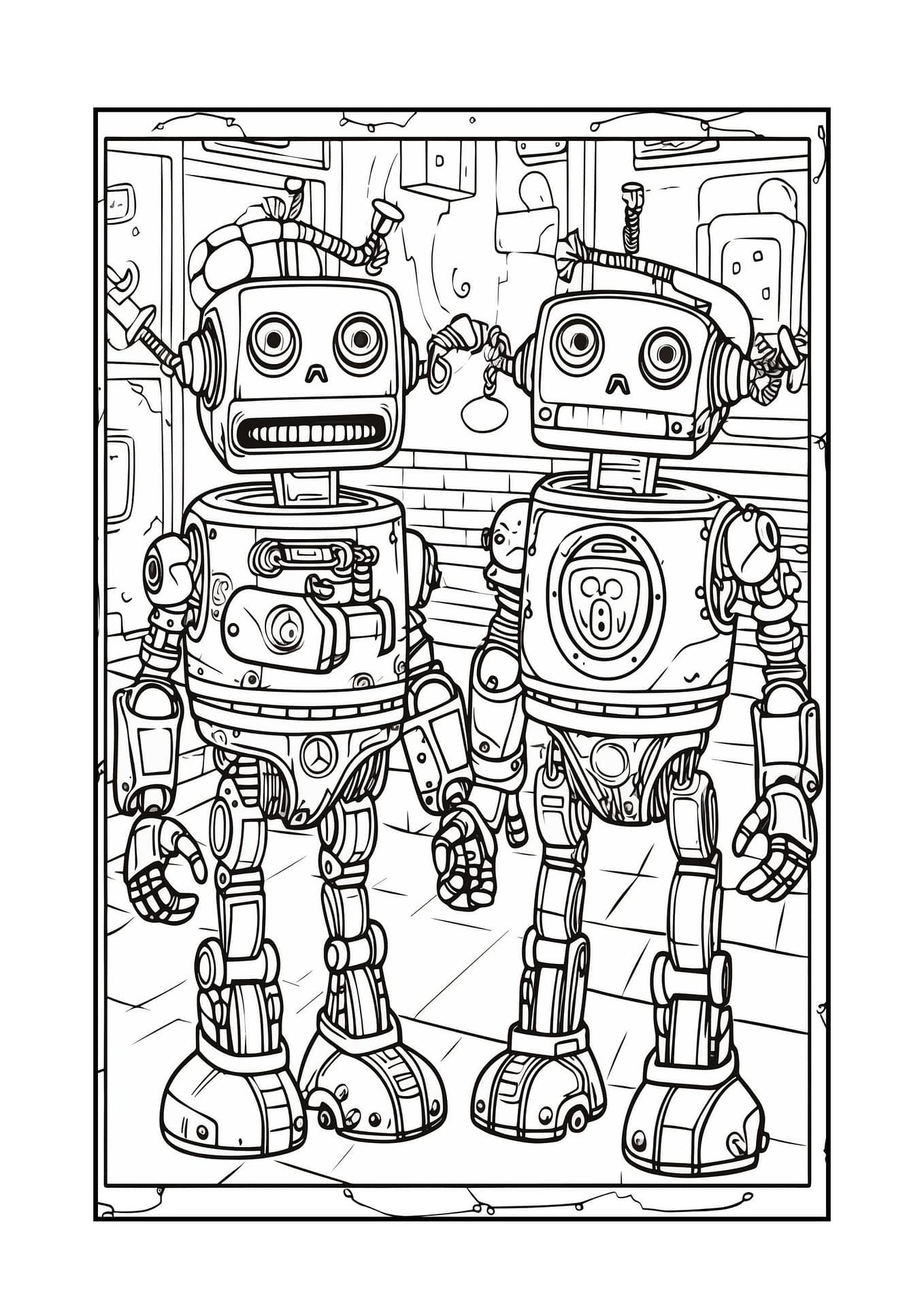 Robots - Free Colouring Pages